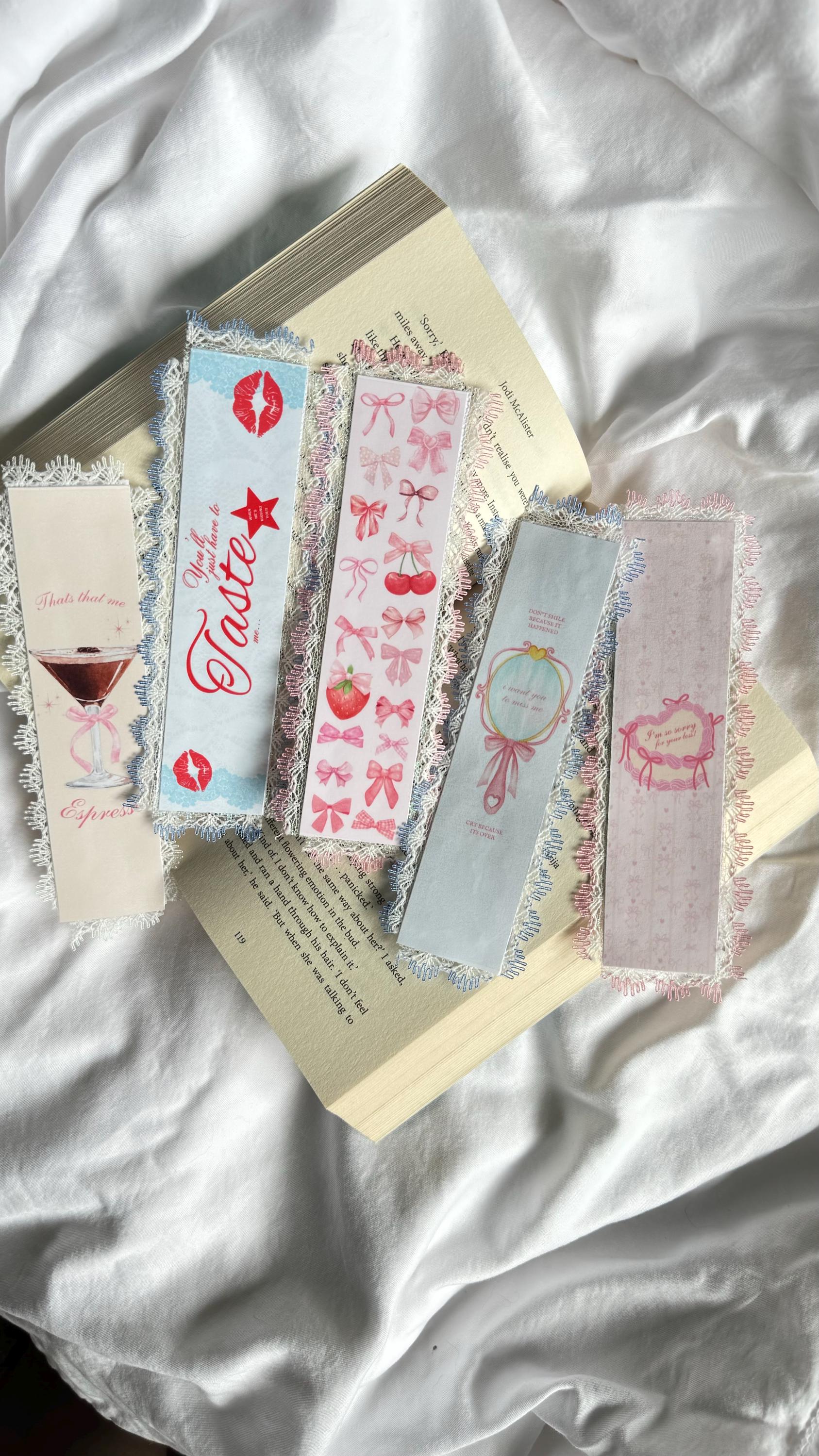 Sabrina Carpenter Inspired Lyric Bookmarks With Pink Blue Lace for ...