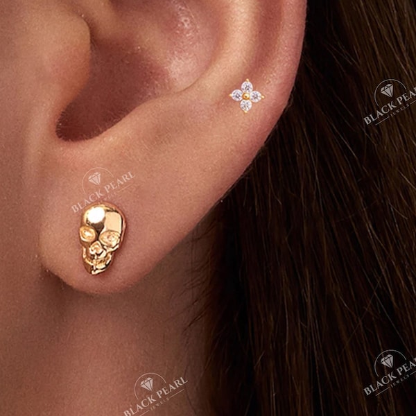 Skull Stud Earrings - Etsy