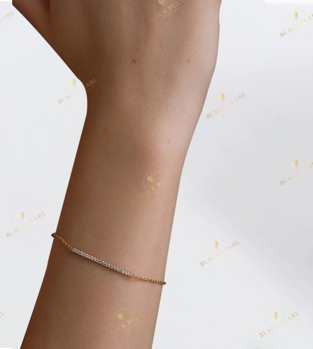 Diamond Bar Bracelet Pave Diamond Bar Chain Bracelet - Etsy