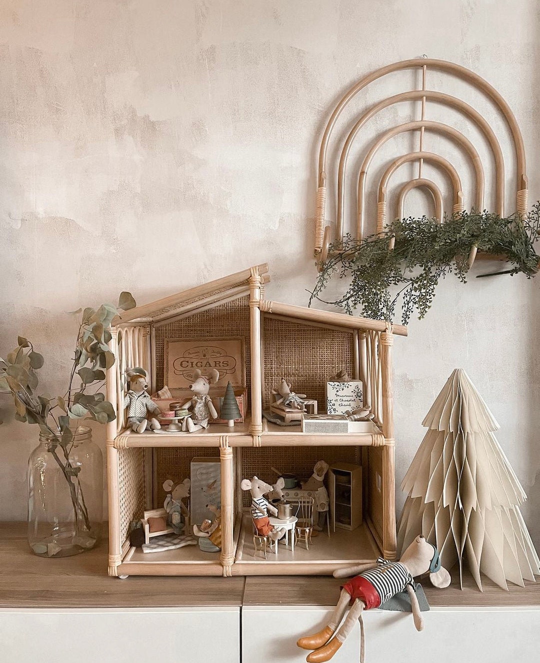 Large Rattan Rainbow Rattan Wall Hanging Rattan Wall Hook - Etsy