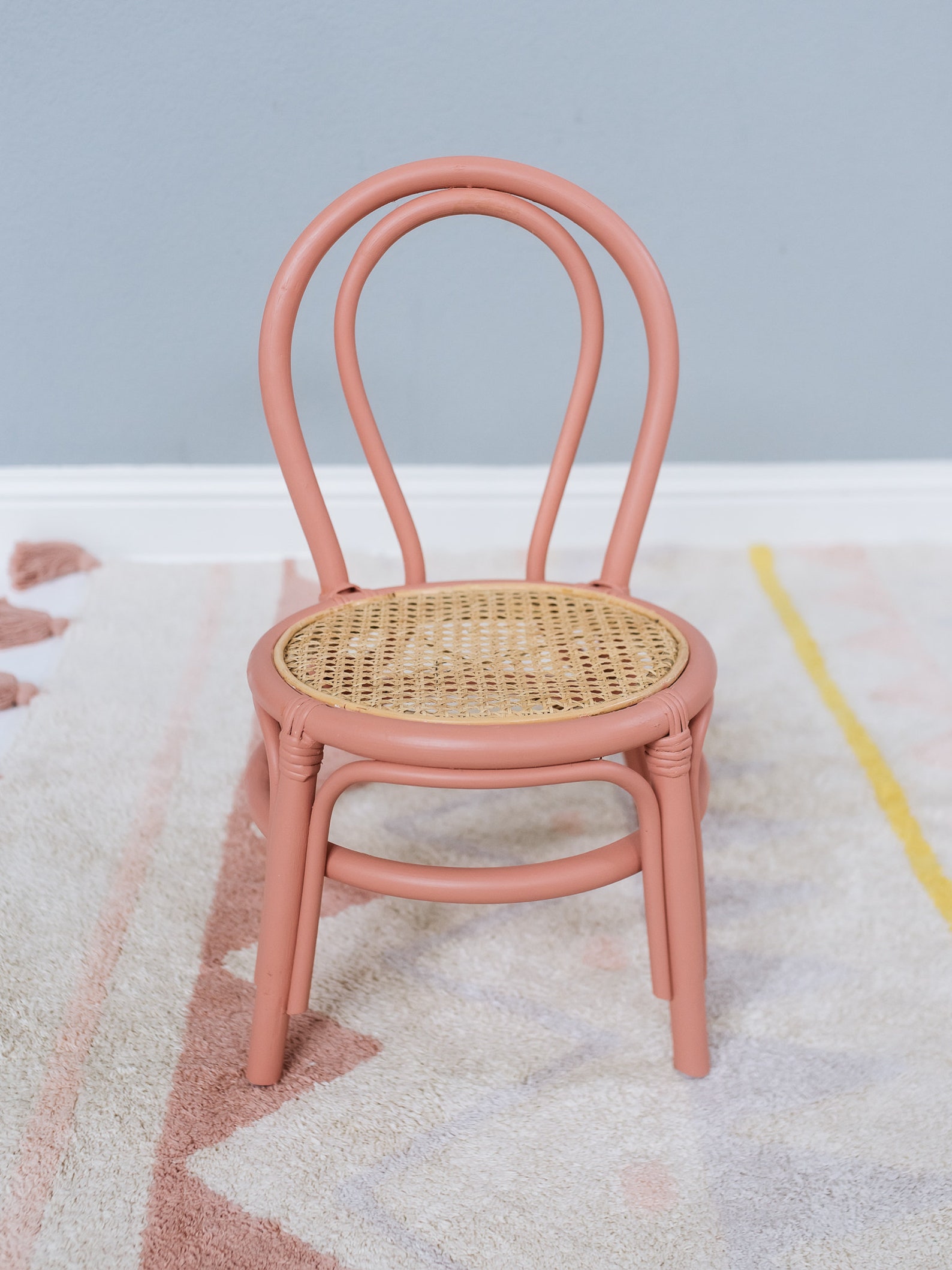 Ashby Kids Rattan Bistro-Style Chair Natural Pink Lemon | Etsy