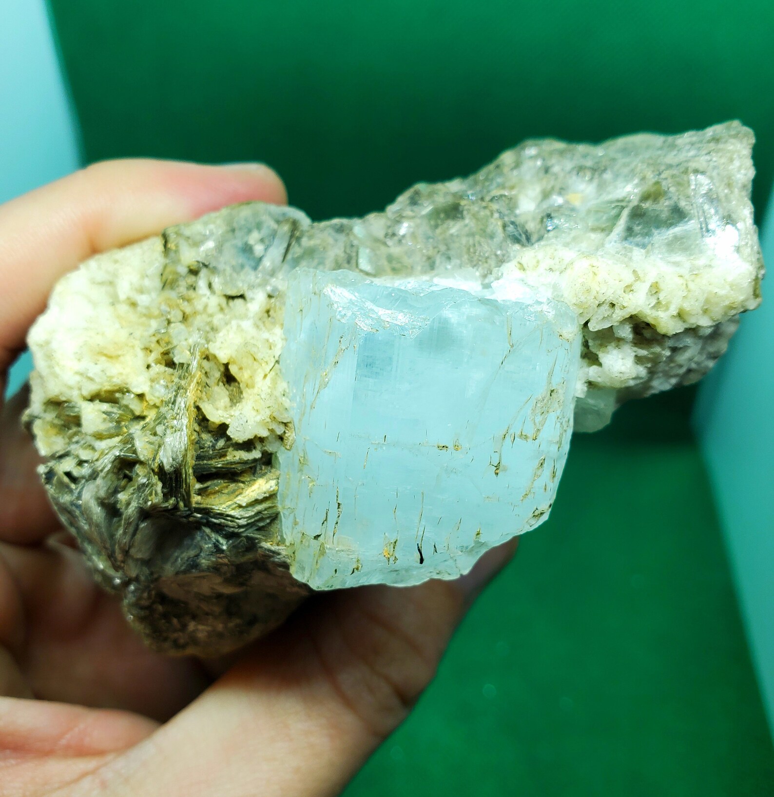 Brazilian Aquamarine Crystal on Matrix Aquamarine Beryl Crystal on ...