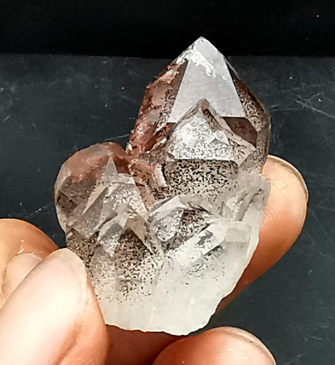 WOW! Natural Red Phantom Quartz Crystal Cluster 18GM Hematite Phantom ...