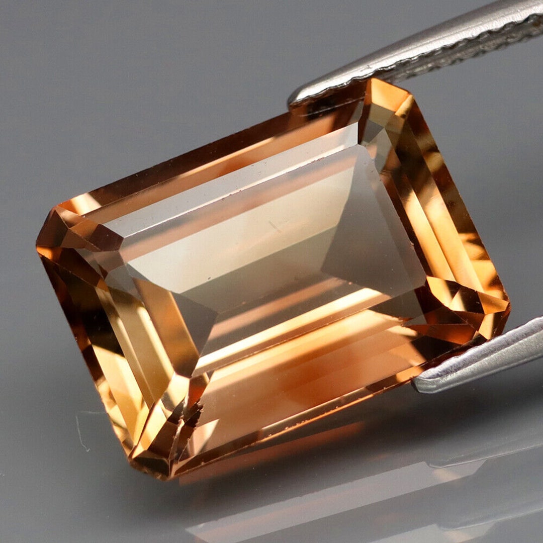 Wow Champagne Topaz 8.16ct Champagne Peach Topaz Emerald Cut Eye Clean ...