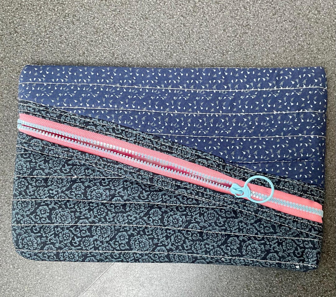 Diagonal Zip Pouch From Recycled Fabric - Etsy