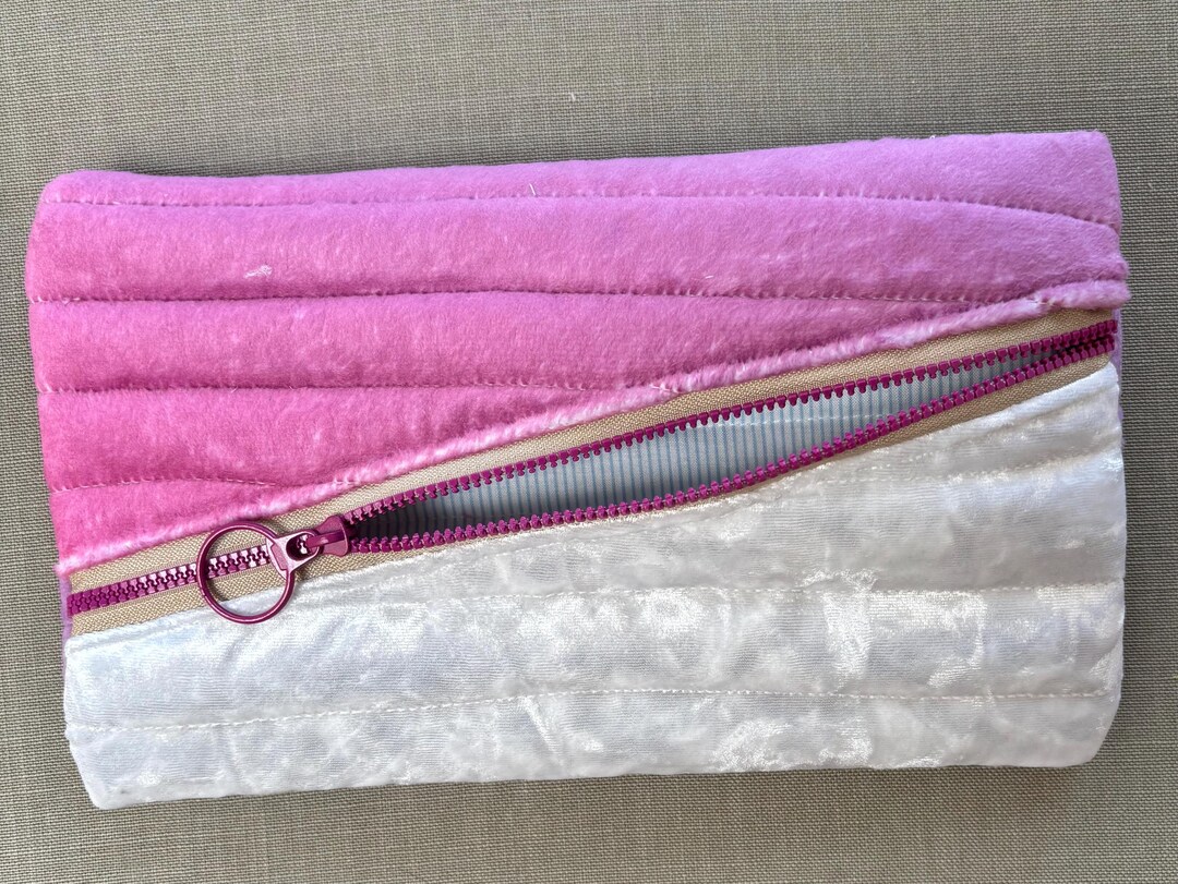 Diagonal Zip Pouch From Recycled Fabric - Etsy