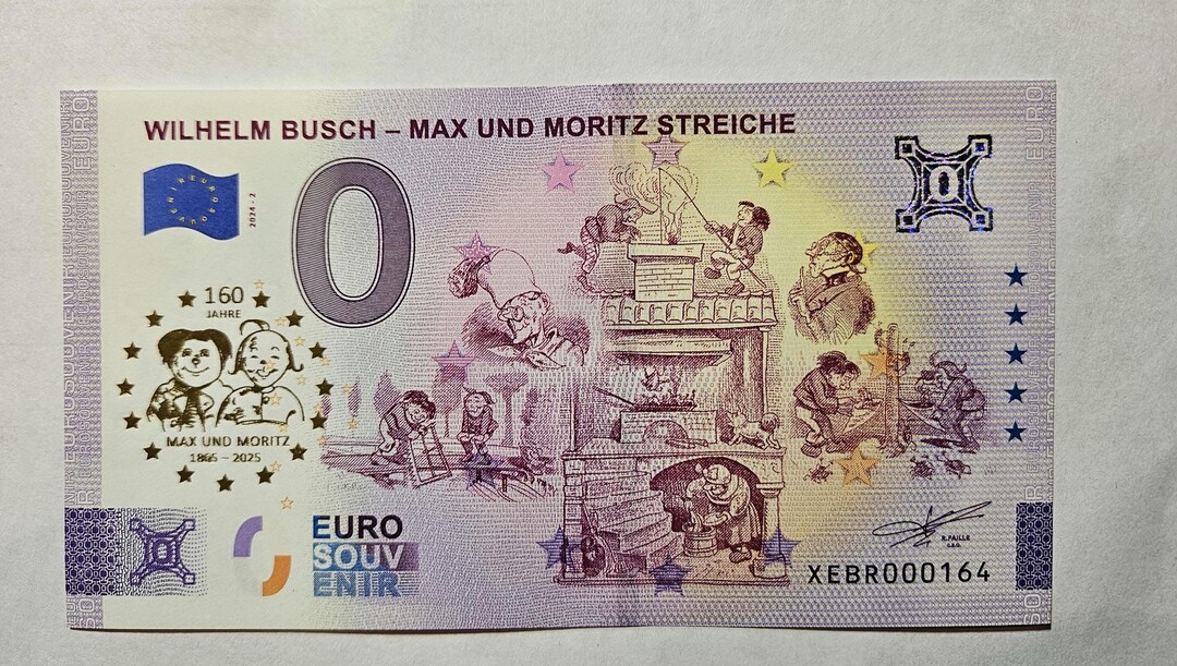 0 Euro Note Wilhelm Busch Max and Moritz Pranks Gold Edition XEBR 2024 ...