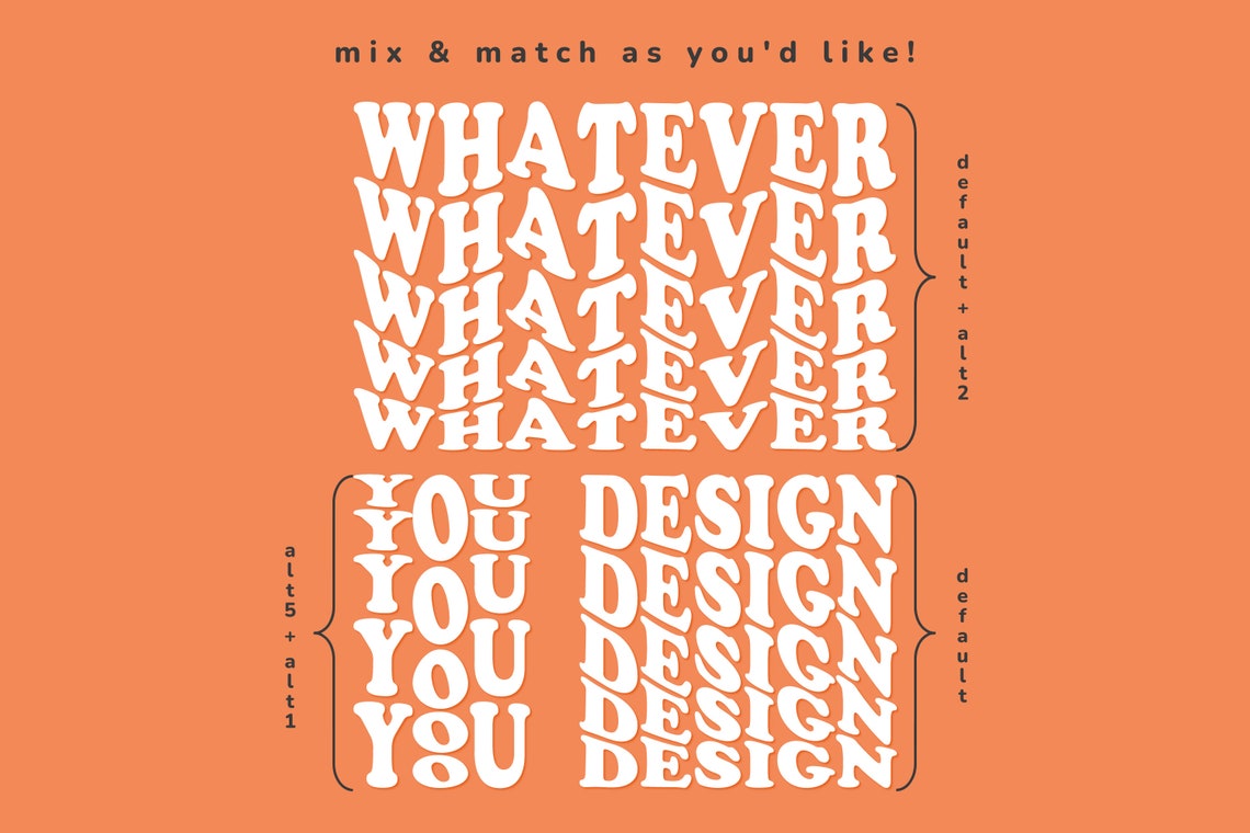 Wavytxt - an Adjustable Wavy Stacked Font | Wavy Font, Retro Wavy Text ...