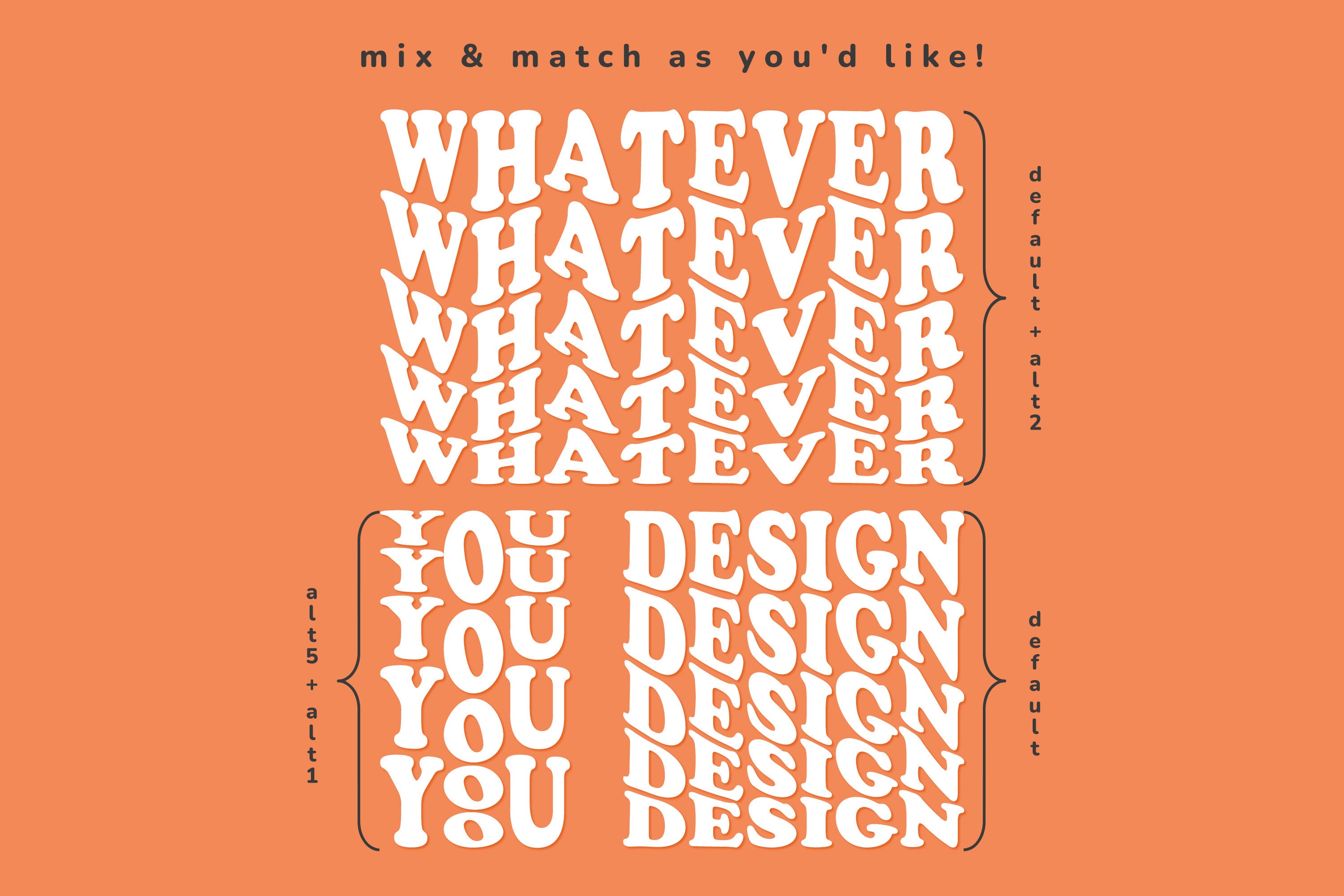 Wavytxt - an Adjustable Wavy Stacked Font | Wavy Font, Retro Wavy Text ...