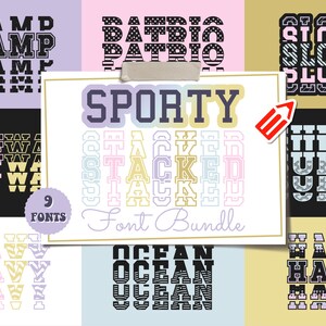 Sporty Stacked Font Bundle | Stacked Font, Layered Font, Sporty Font ...