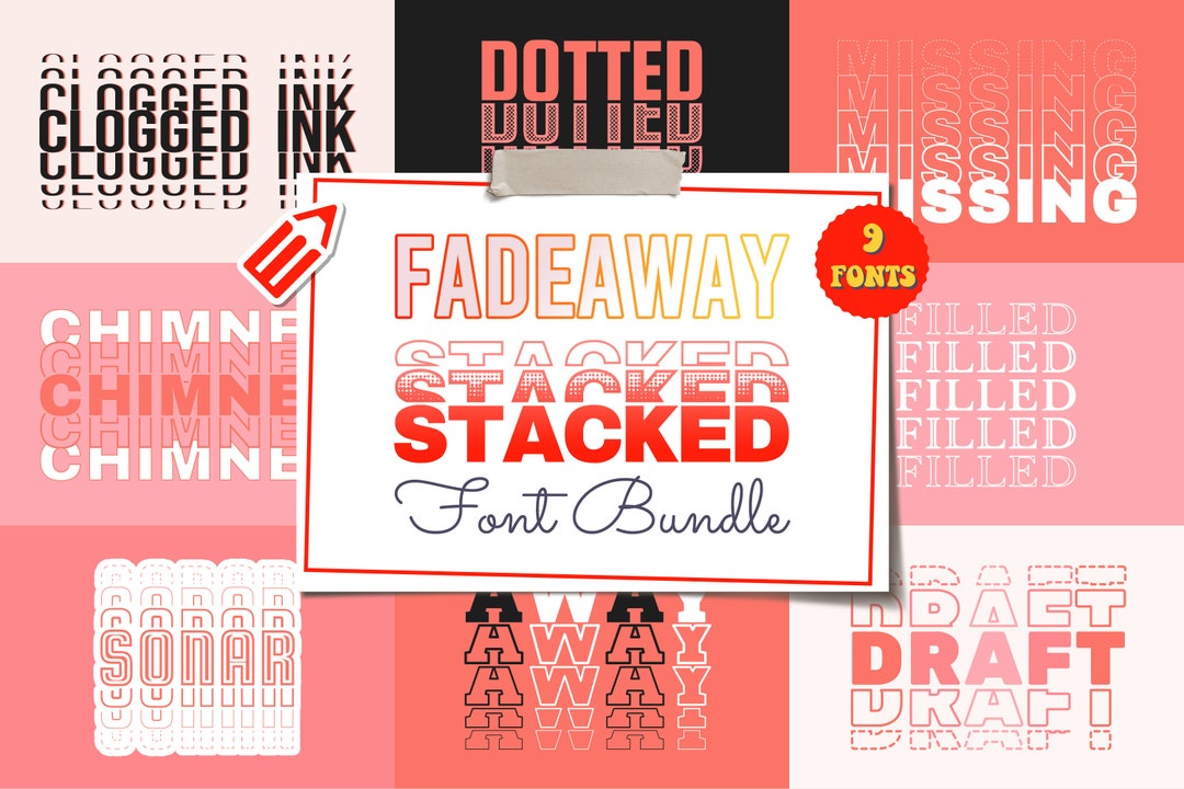 Fadeaway Stacked Font Bundle | Stacked Font, Layered Font, Faded Font ...