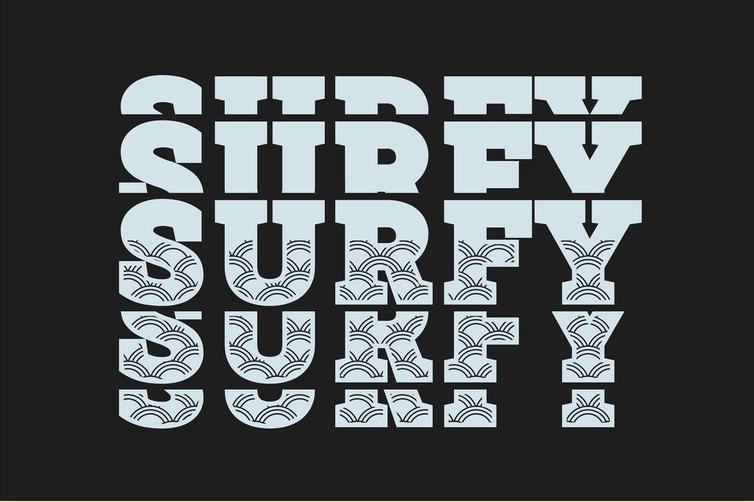 Surfy Stacked Font | Layered Font, Sporty Font, Surf Font, Ocean Font ...