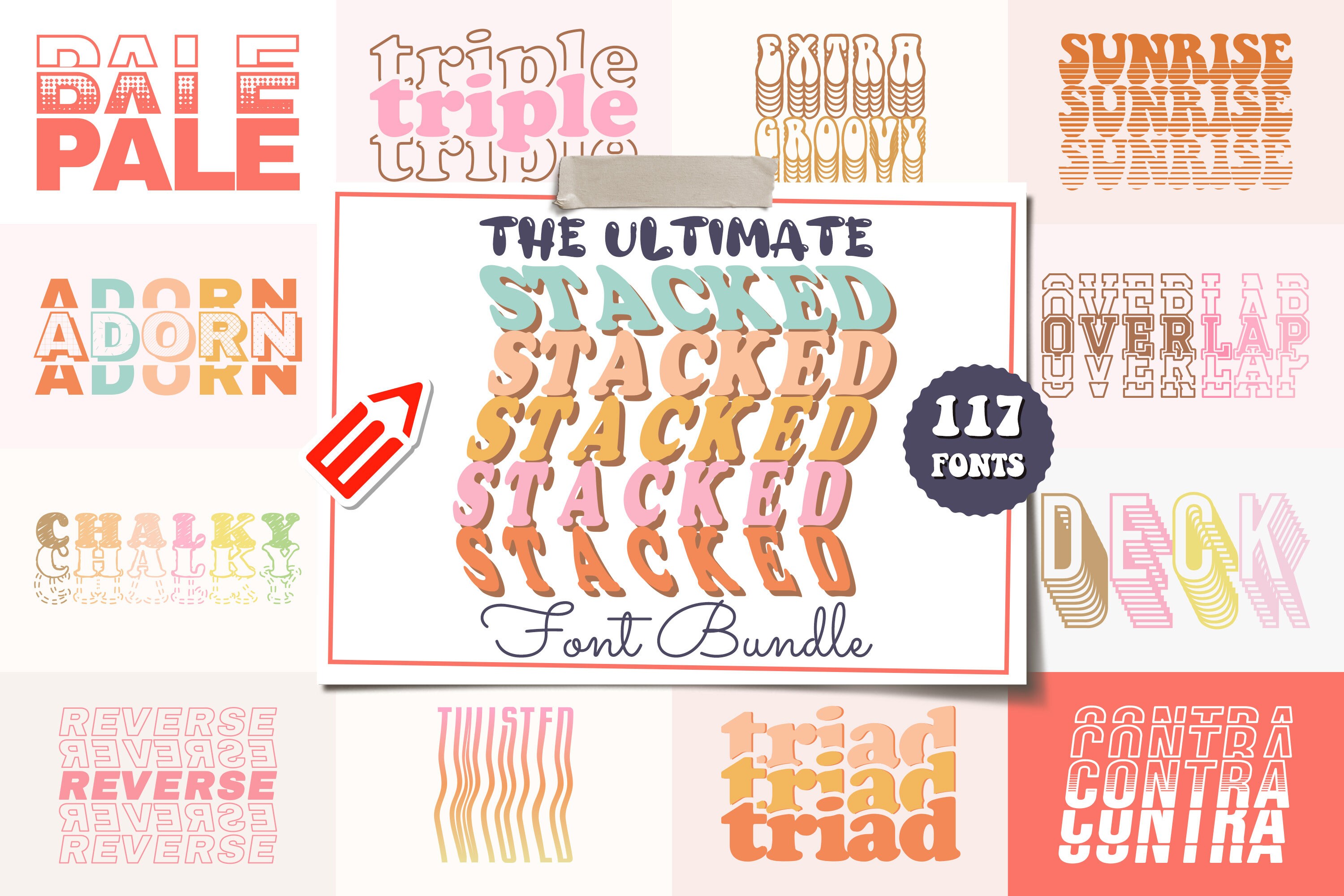 The Ultimate Stacked Font Bundle 117 Stacked Text Effect - Etsy Australia