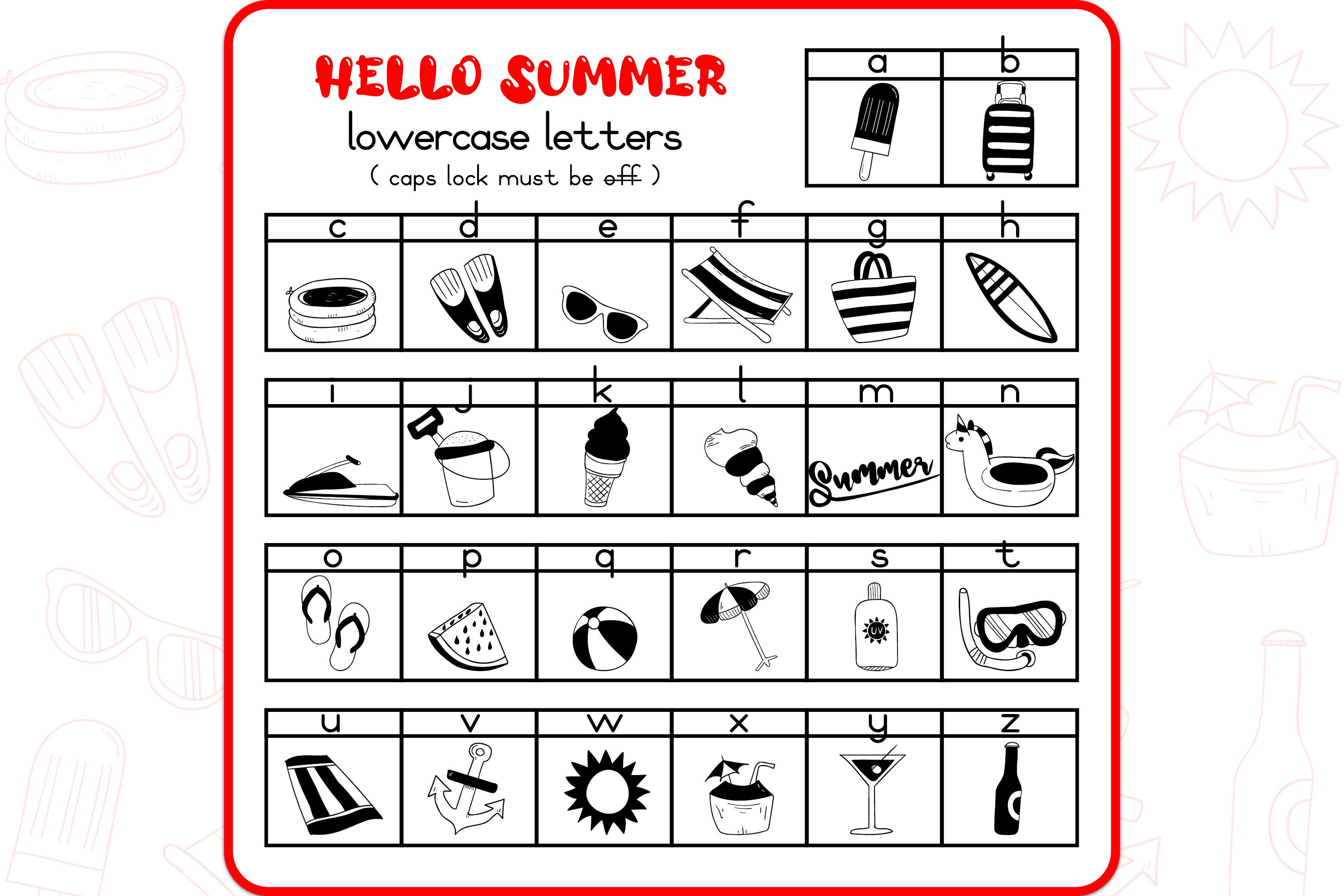 Summer Doodles Dingbats Font OTF/TTF | Etsy