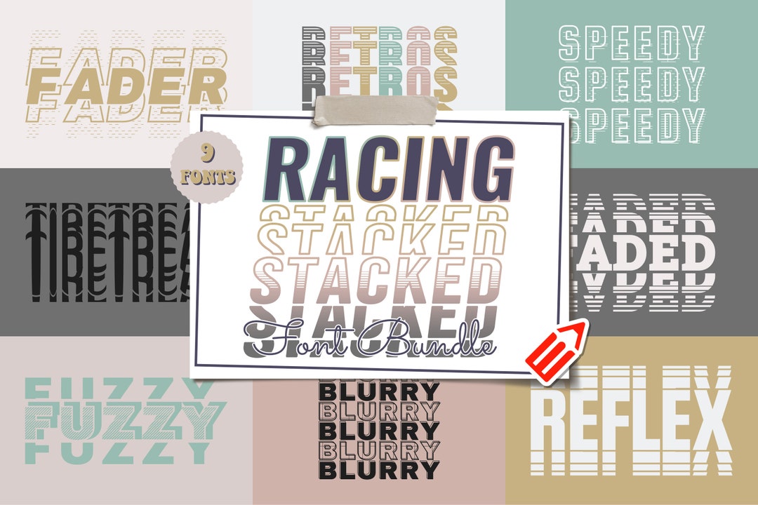 Racing Stacked Font Bundle | Stacked Font, Layered Font, Racing Font ...