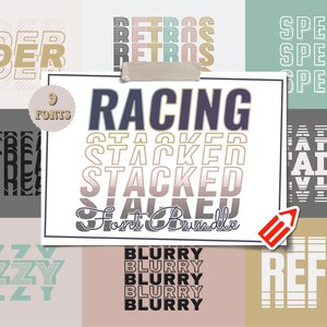 Racing Stacked Font Bundle | Stacked Font, Layered Font, Racing Font ...