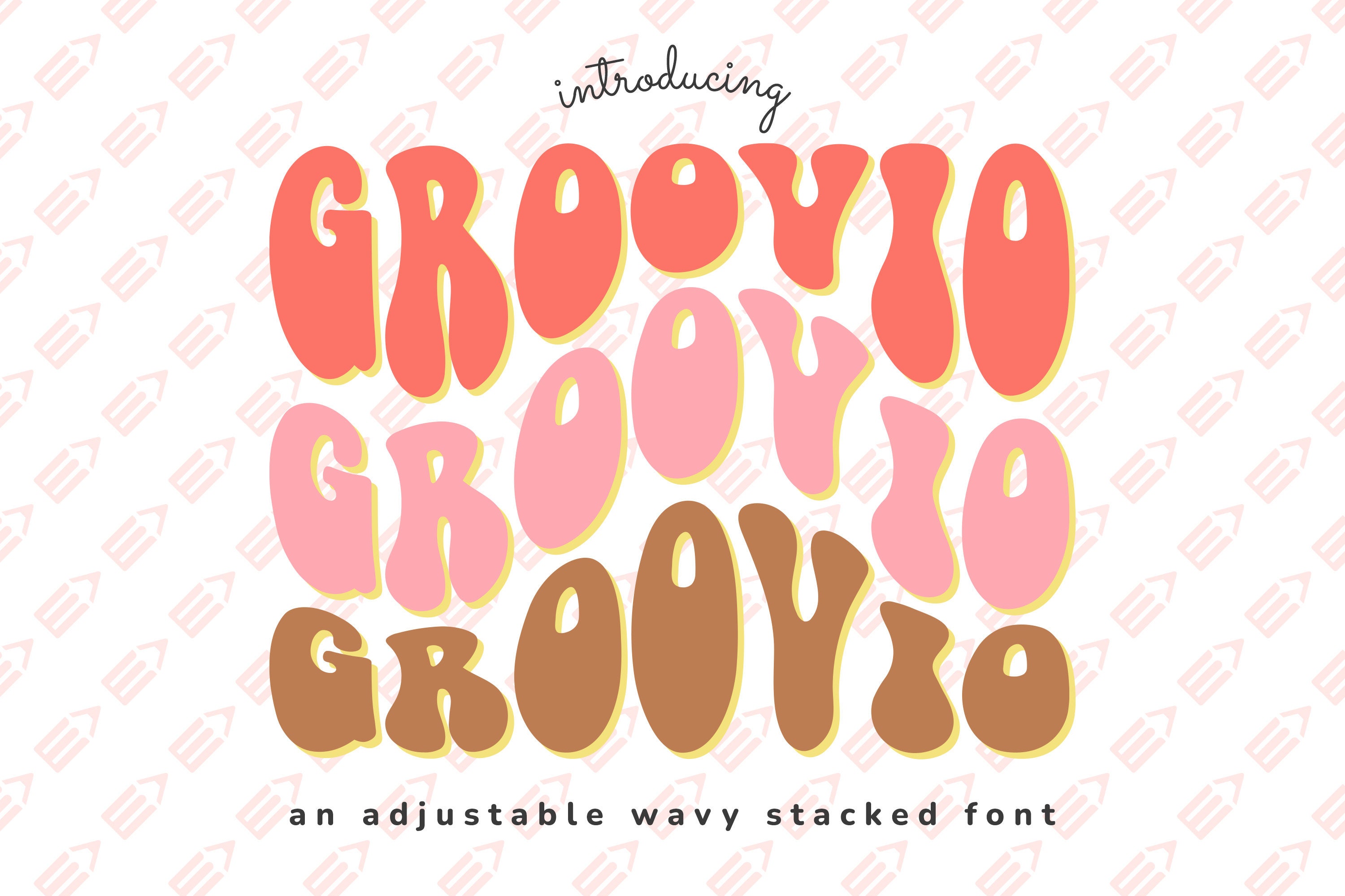 Groovio - an Adjustable Wavy Stacked Font | 70s Font, Wavy Font, Retro ...
