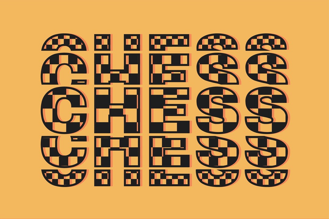 Chess Stacked Font | Layered Font, Patterned Font, Chessboard Font ...