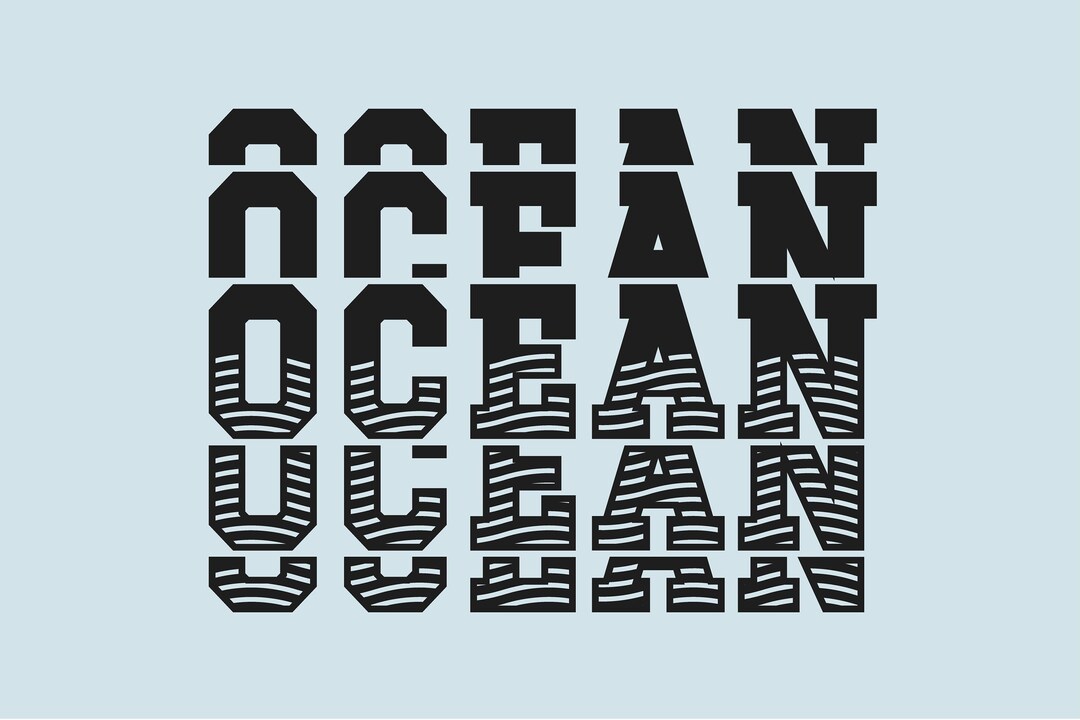 Ocean Stacked Font | Layered Font, Sporty Font, Surf Font, Wave Font ...