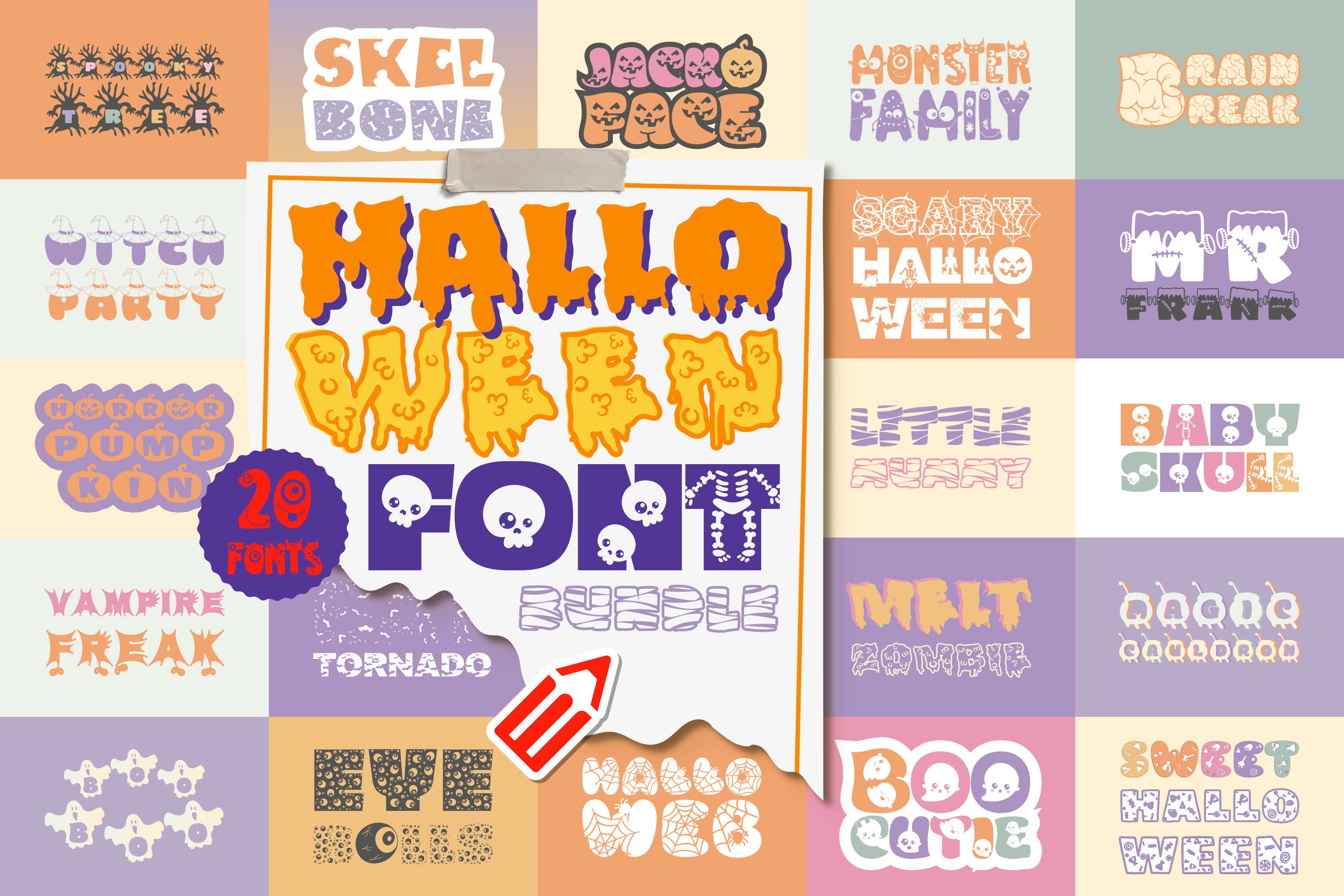 The Halloween Font Bundle | 20 Halloween Themed Fonts | Spooky Font ...