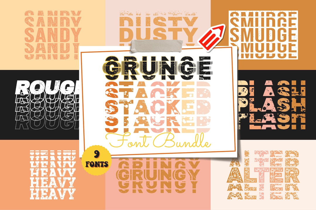 Grunge Stacked Font Bundle | Stacked Font, Layered Font, Grunge Font ...