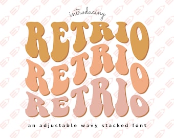 Groovio an Adjustable Wavy Stacked Font 70s Font, Wavy Font, Retro Wavy ...