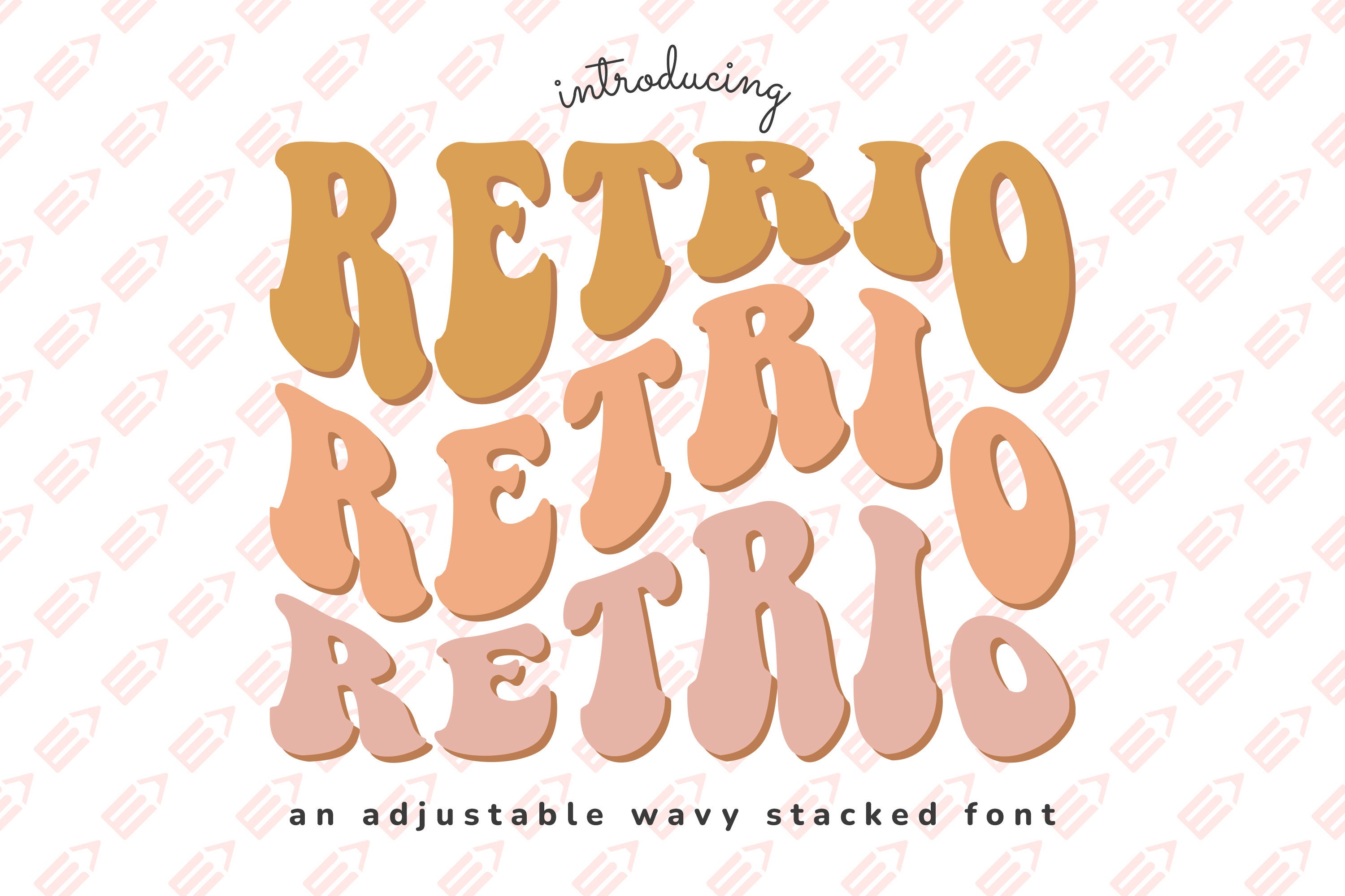 Retrio - an Adjustable Wavy Stacked Font | Vintage Wavy Font, Retro ...