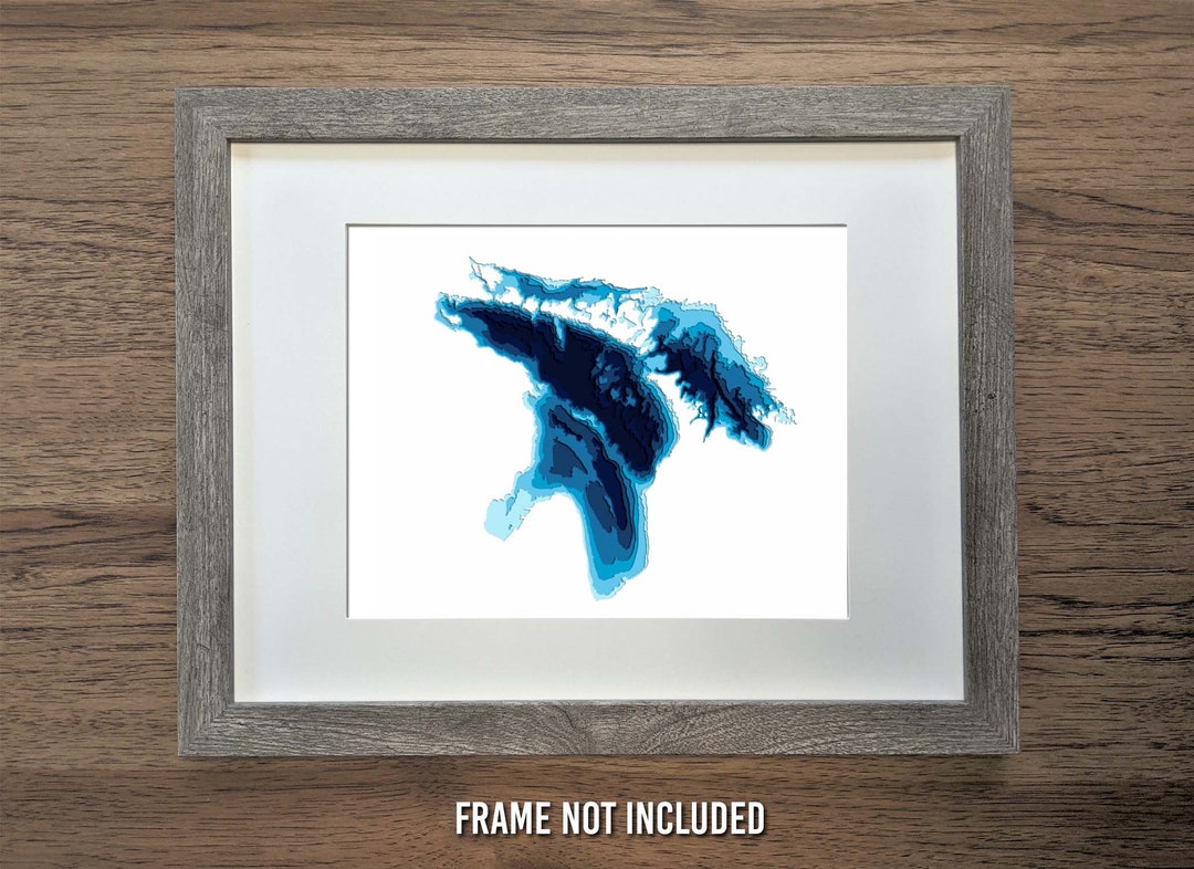 Lake Huron Bathymetric Depth Map Art Print - Etsy