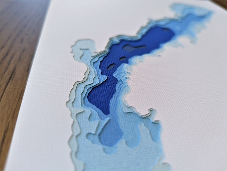 Long Lake Alpena Michigan Layered Cardstock Bathymetric Depth Map - Etsy