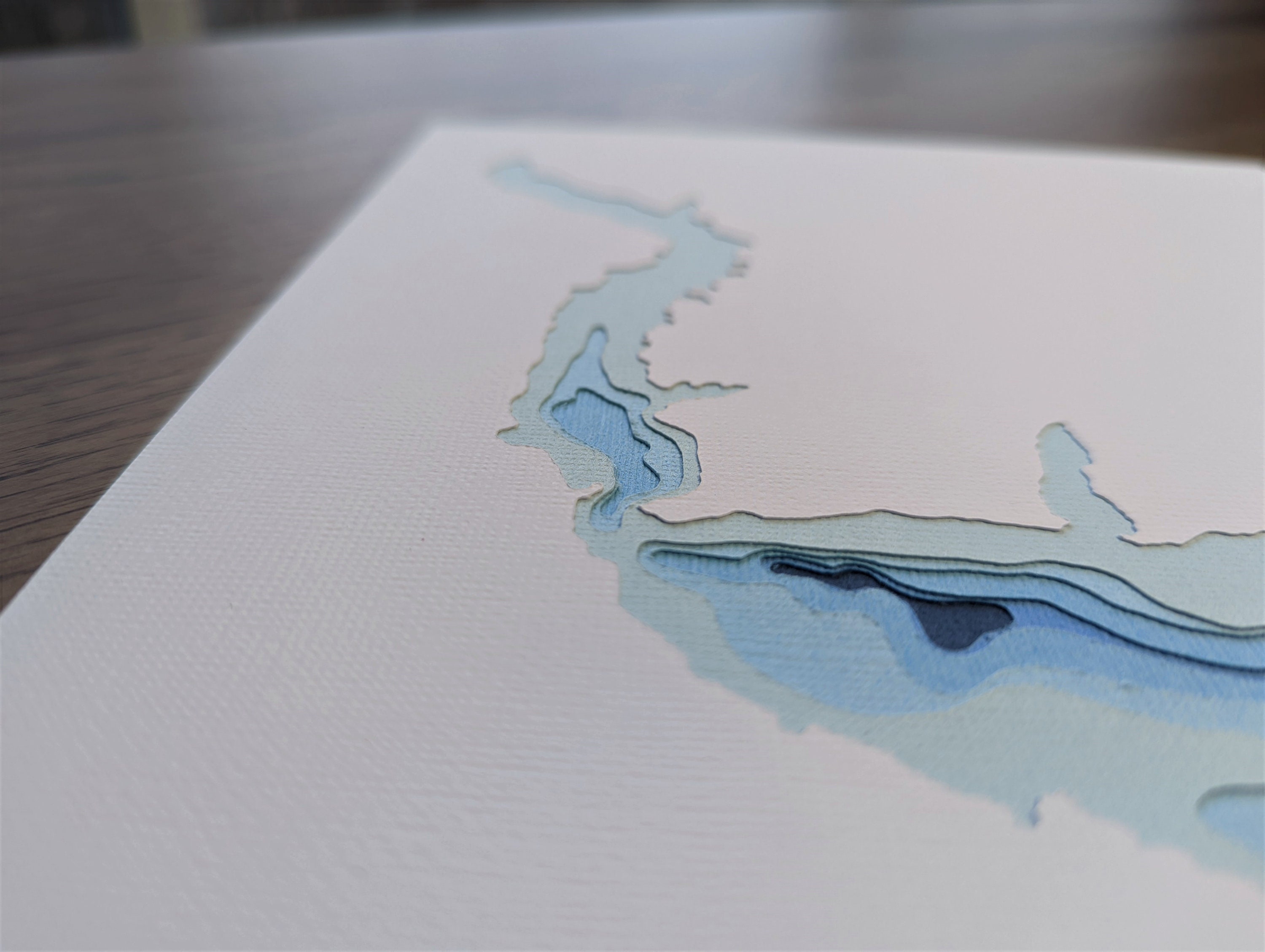 Hamlin Lake Michigan Layered Cardstock Bathymetric Depth Map - Etsy