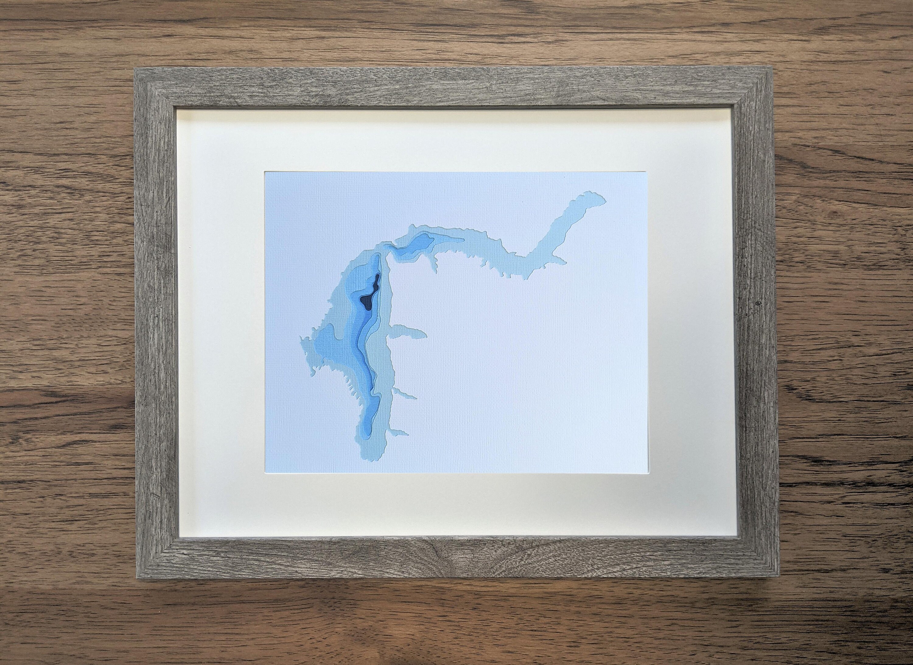 Hamlin Lake Michigan Layered Cardstock Bathymetric Depth Map - Etsy