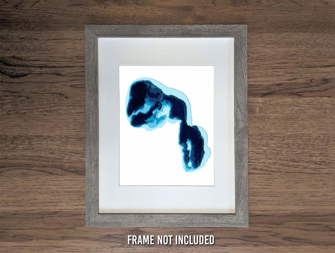 Higgins Lake Michigan Bathymetric Depth Map Art Print - Etsy