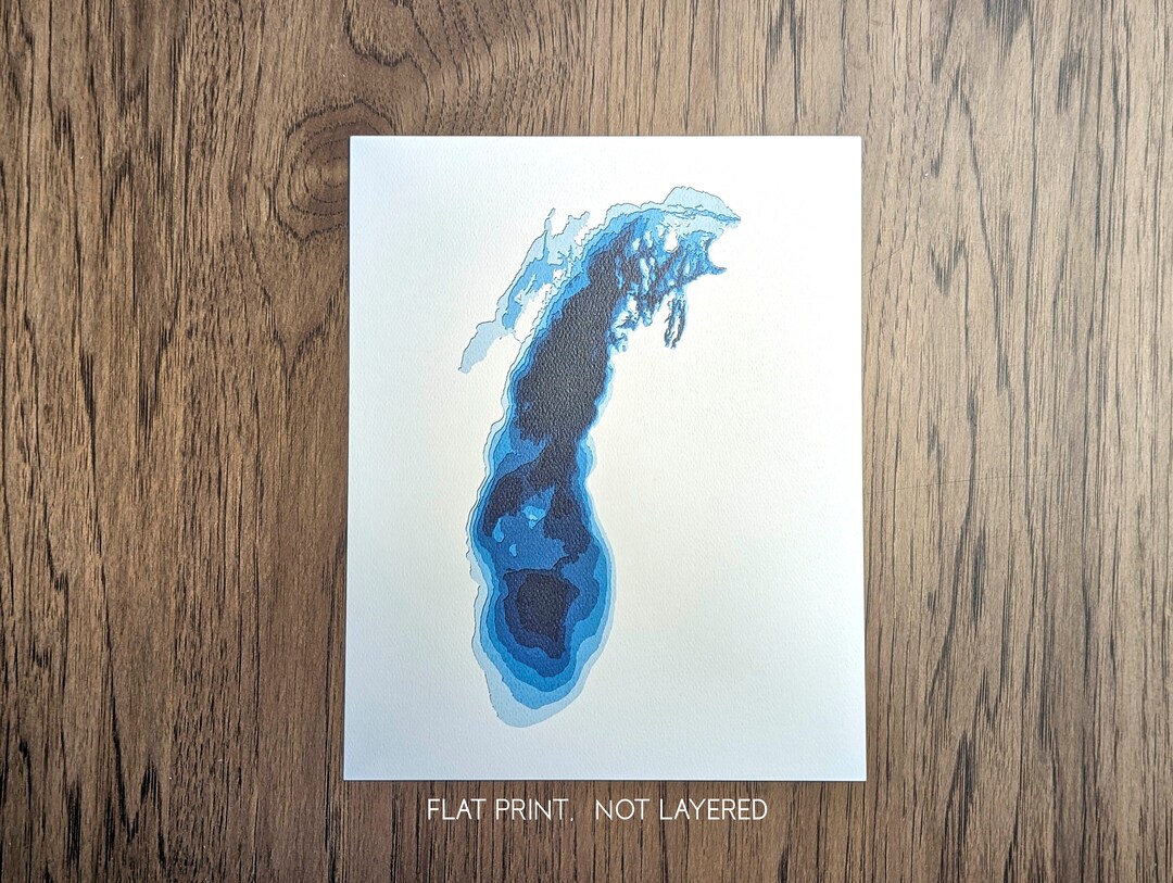 Lake Michigan 8x10 Bathymetric Depth Art Print up - Etsy