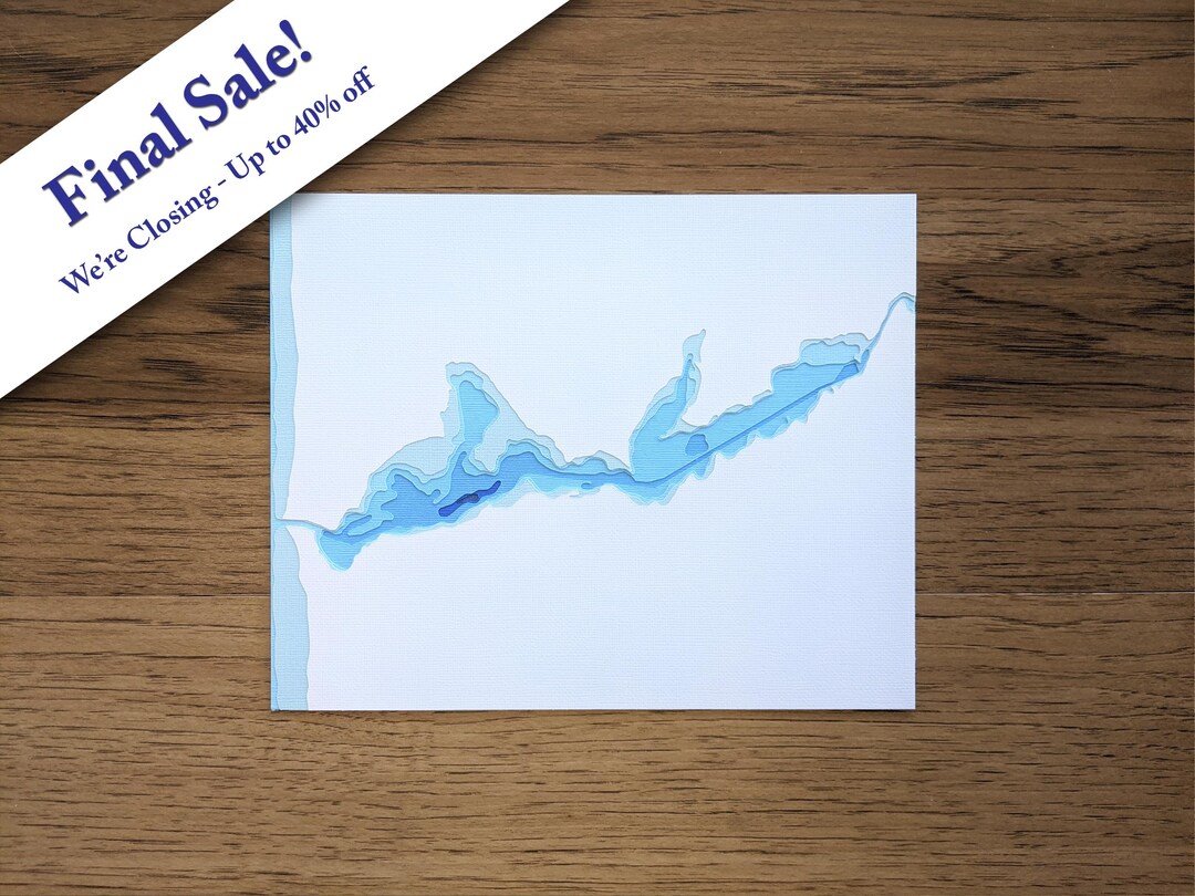 Lake Macatawa Holland Michigan Layered Cardstock Bathymetric Depth Map ...