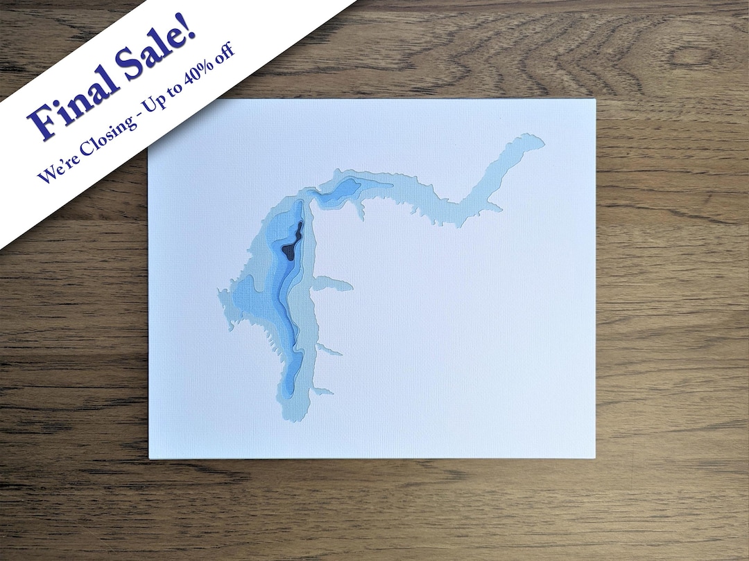 Hamlin Lake Michigan Layered Cardstock Bathymetric Depth Map - Etsy