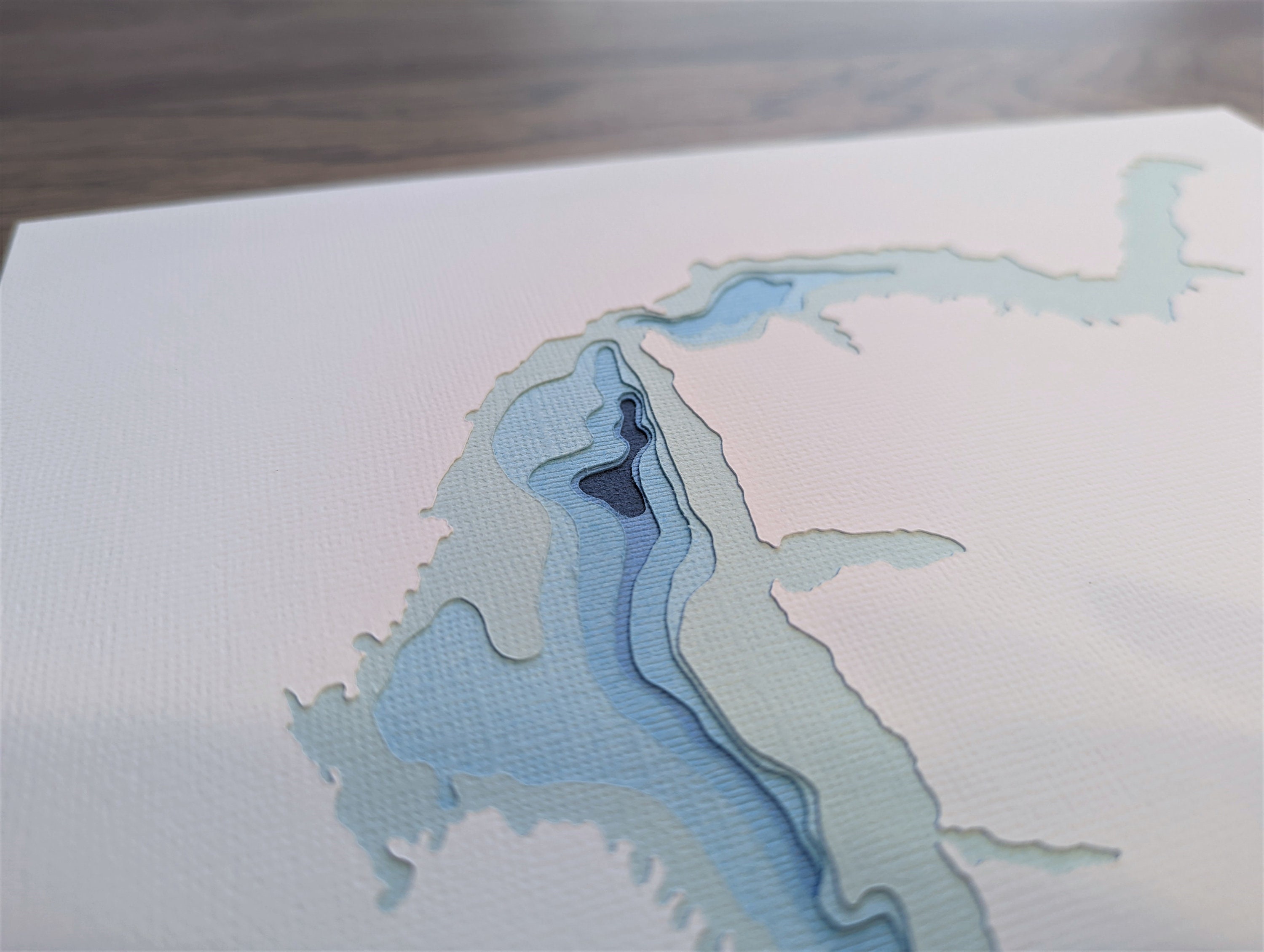 Hamlin Lake Michigan Layered Cardstock Bathymetric Depth Map - Etsy