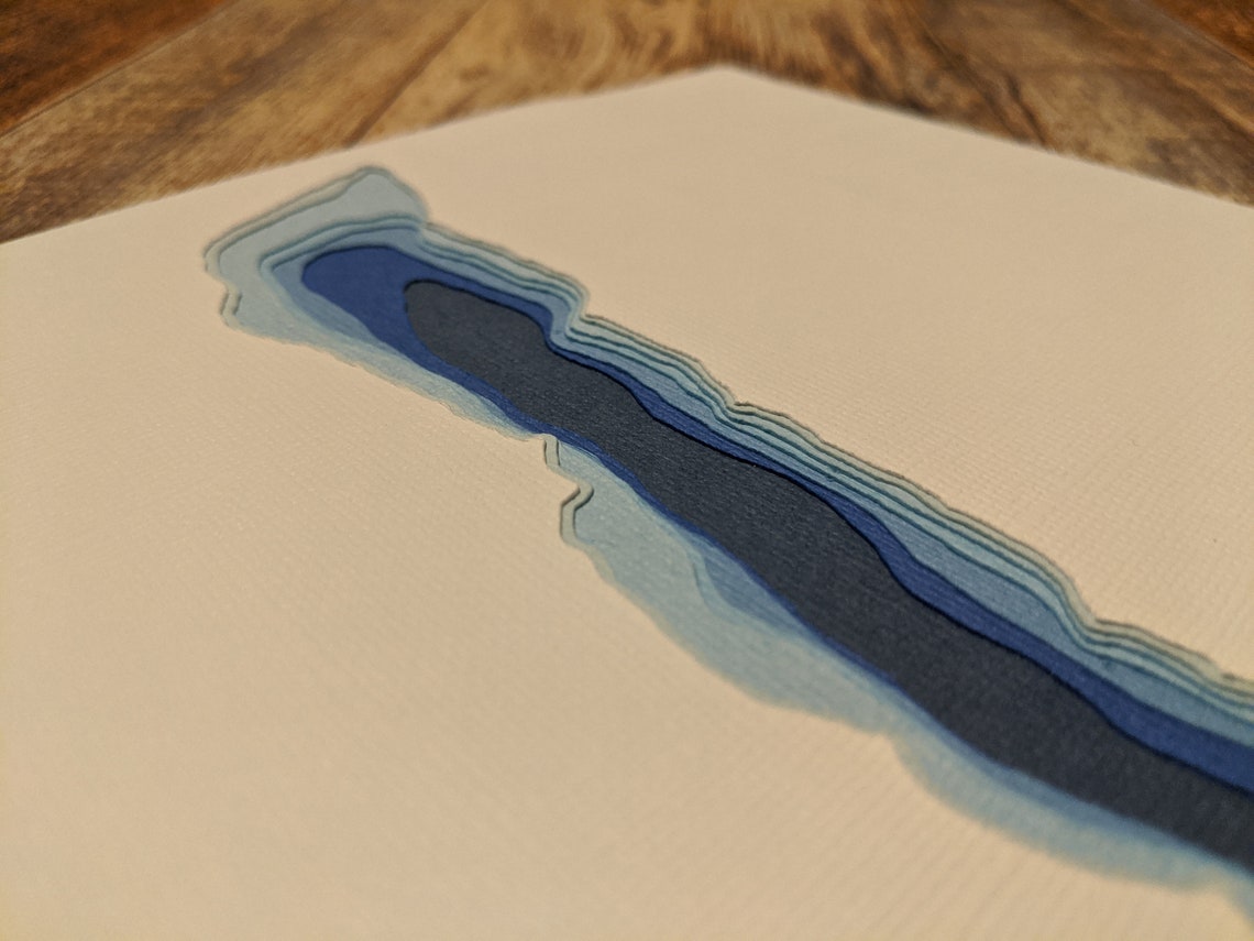 Torch Lake Michigan Bathymetric Depth Map Topographic Chart | Etsy