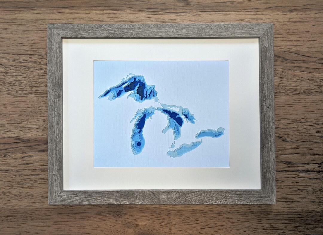 Great Lakes Basin Bathymetric Depth Chart Topographic Map - Etsy