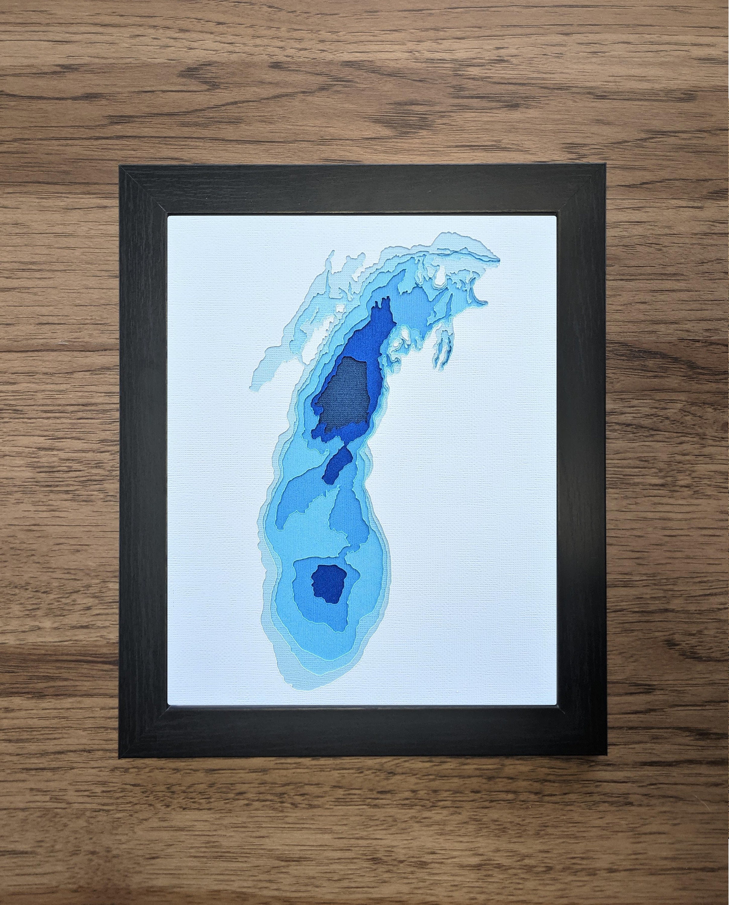 Lake Michigan Layered Cardstock Bathymetric Depth Map - Etsy