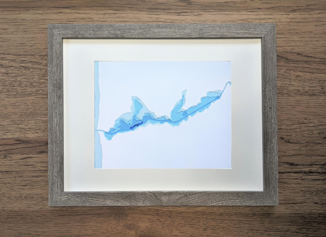 Lake Macatawa Holland Michigan Layered Cardstock Bathymetric Depth Map ...
