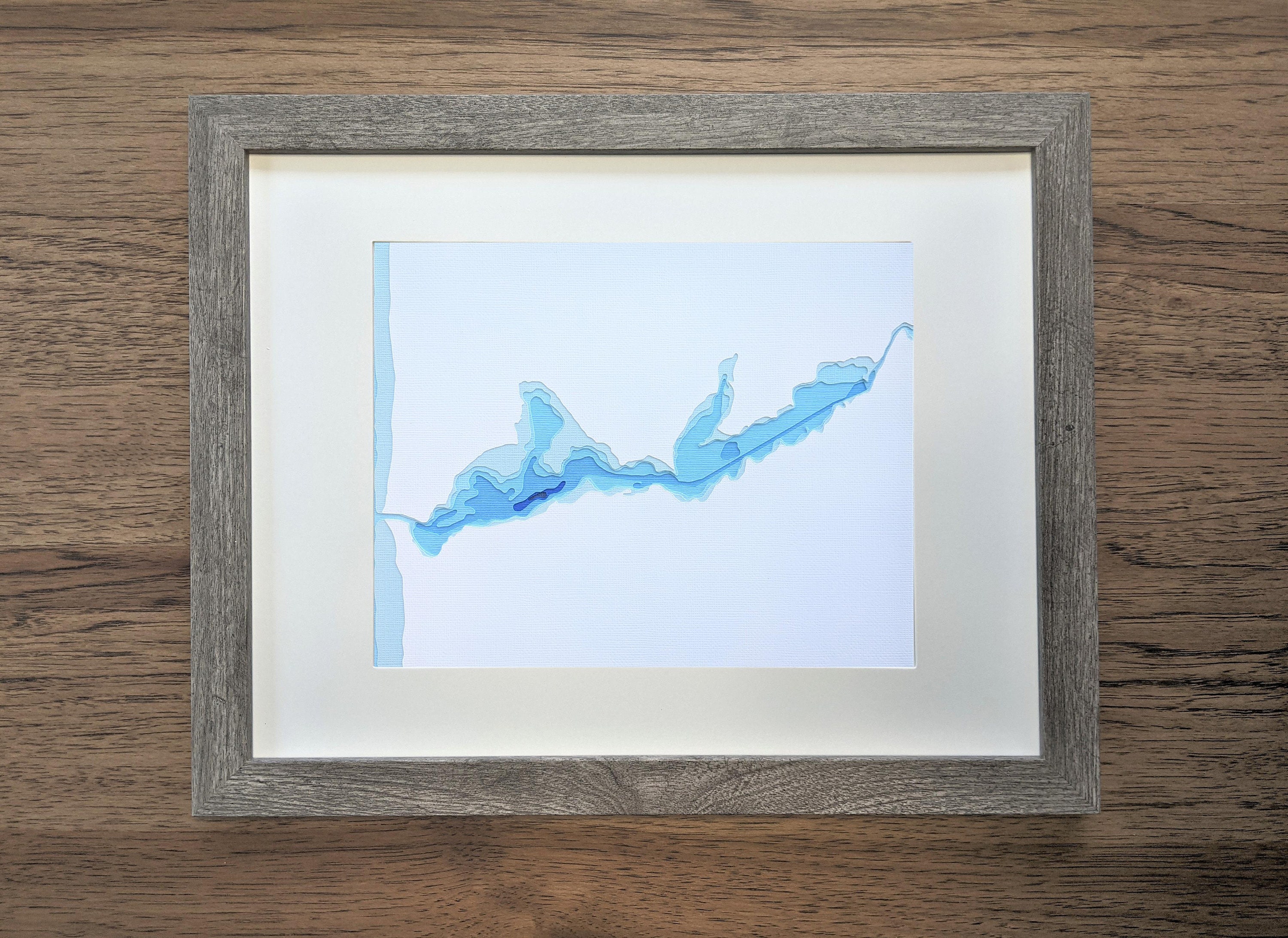 Lake Macatawa Holland Michigan Layered Cardstock Bathymetric Depth Map ...