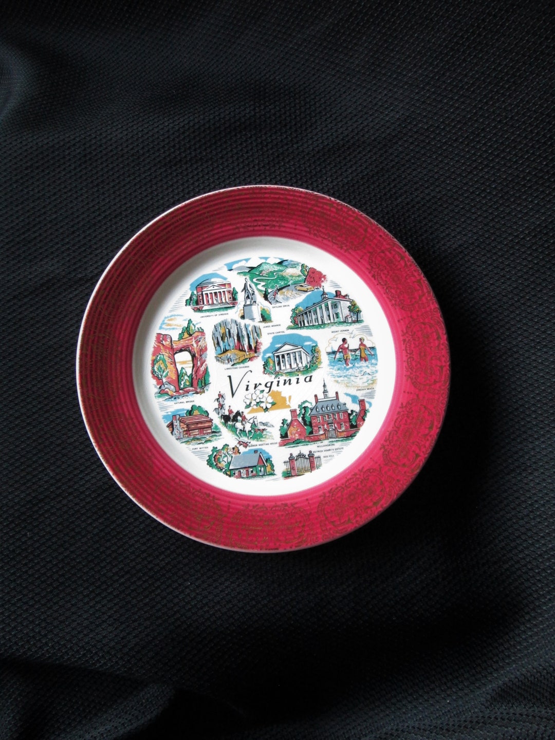 Virginia State Souvenir Ceramic Plate Vintage - Etsy