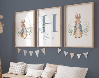 Peter Rabbit Nursery Print, Personalized Beatrix Potter Prints, Set of ...