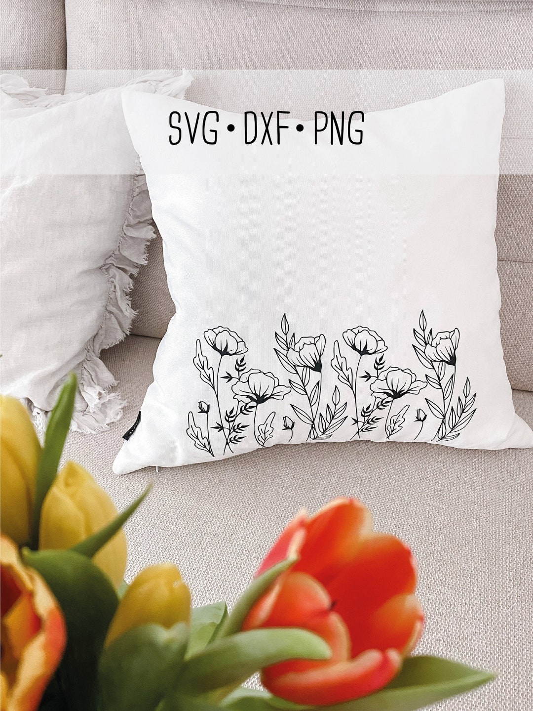 Plotter File SVG, DXF, PNG Flower Meadow 1 Color for Cutting Plotter | Easter File | Spring File ...