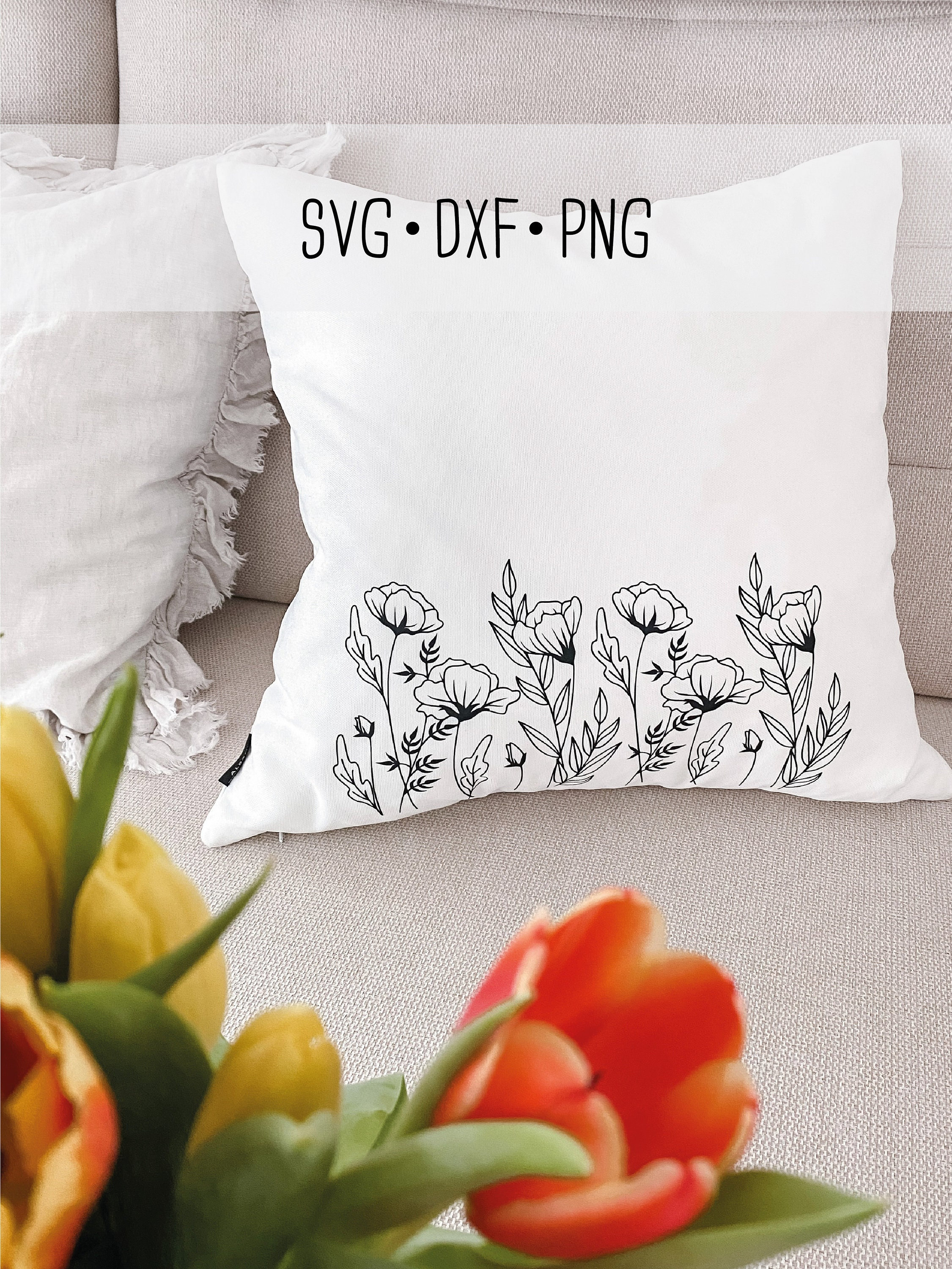 Plotterdatei SVG, DXF, PNG Blumenwiese 1-Farbig für Schneideplotter | Osterdatei ...