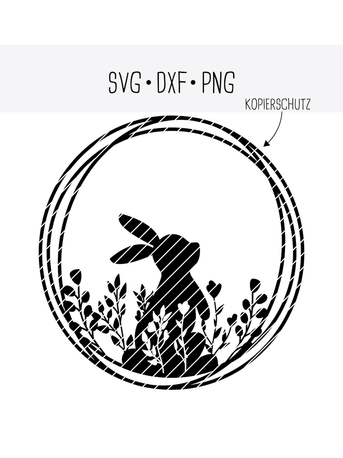 Plotterdatei SVG DXF PNG Hase in Blumenwiese 1-Farbig für - Etsy.de