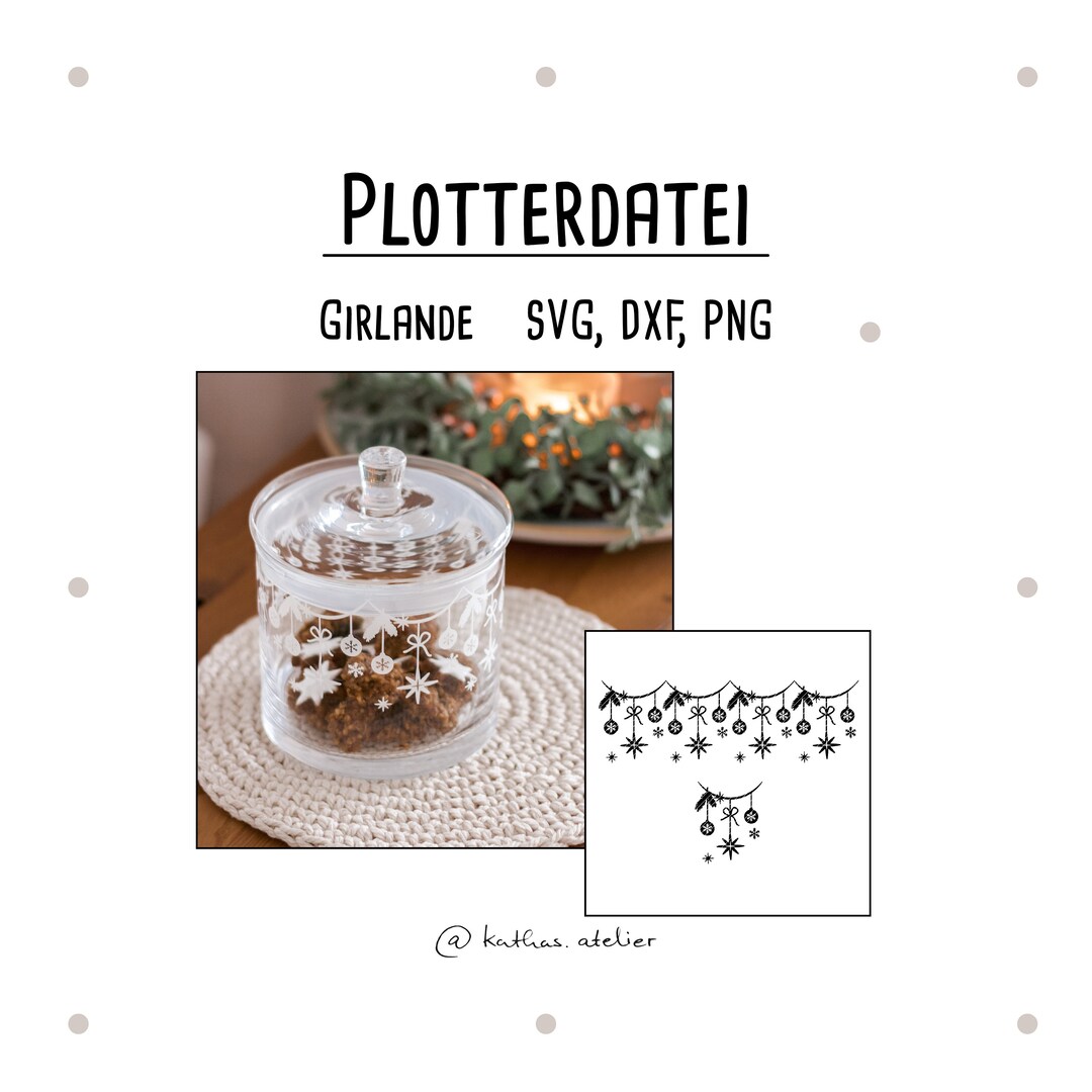 Plotterdatei SVG, DXF, PNG Girlande Weihnachten Winter 1-Farbig für Schneideplotter - Etsy.de