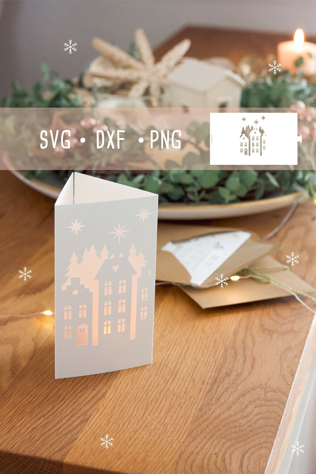 Plotterdatei SVG, DXF, PNG Weihnachtskarte zum selber basteln. Winter Häuschen Schneideplotter ...