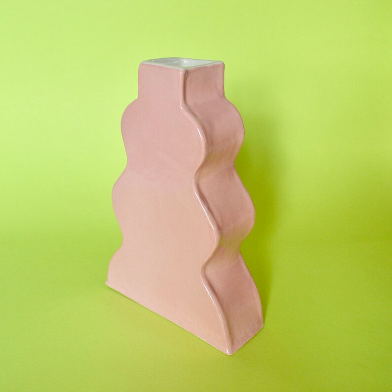 Handmade Ceramic Wavy Vase in Pink - Etsy