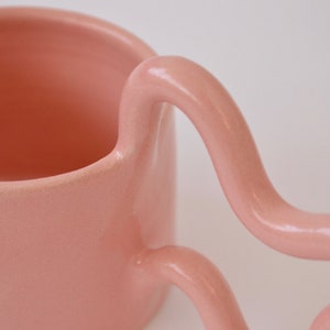 Pink Handmade Ceramic Mug With Wiggle Handle - Etsy